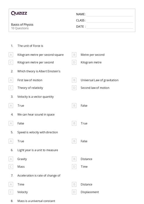 50 Physics Worksheets For 11th Class On Quizizz Free And Printable