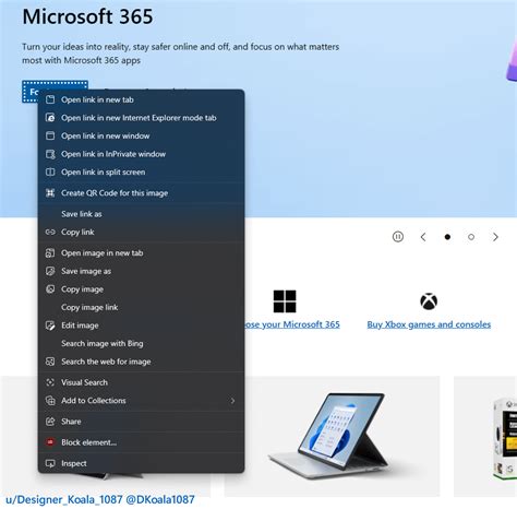 microsoft edge context menu tidied up r windows11