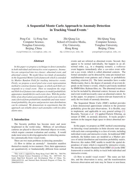 Pdf A Sequential Monte Carlo Approach To Anomaly Detection In
