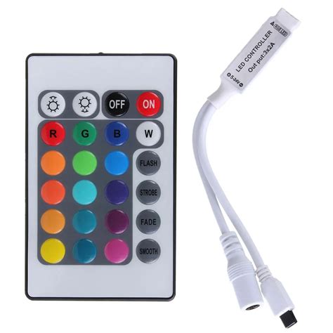 Mini LED RGB Controller DC12V 24 Key IR Remote Controller For 3528 5050 RGB LED Strip Lights In