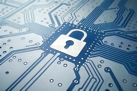 Secure Circuit Board With Padlock Symbol Protecting Digital Data Stock Illustration