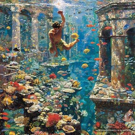 Ai创作图穆夏名画场景 海神尼普勒 海神波塞冬 美人鱼水道 吹奏双笛的海神特里同 台伯河之神 海神波赛敦 瓦里乌斯之浴 梦幻复古法式油画 浪漫主义艺术 神话人物油画 狄奥尼索斯 女神海神爱神