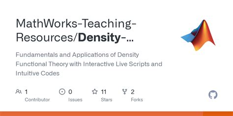 Issues · Mathworks Teaching Resources Density Functional Theory · Github