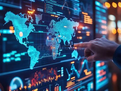 Global Data Analysis With Interactive Interface Stock Illustration