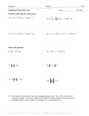 Midterm Exam Review Pdf Algebra Name ID L F X H N K