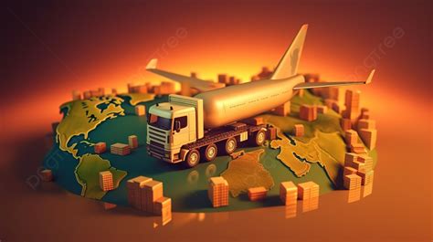 Three Dimensional Depiction Of International Shipping And Freight Transport Background Sea