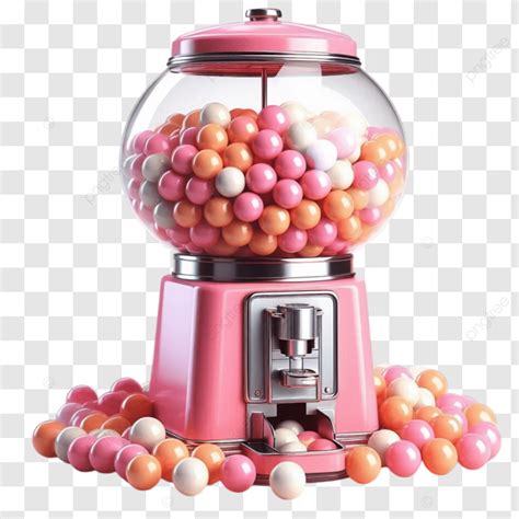 Vintage Pink Gumball Machine Dispensing Multicolored Candy Spheres