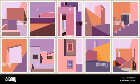 Set Of Abstract Architectural Vector Art Scenes Stock Vector Image