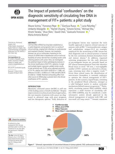 Pdf The Impact Of Potential ‘confounders On The Diagnostic Sensitivity Of Circulating Free