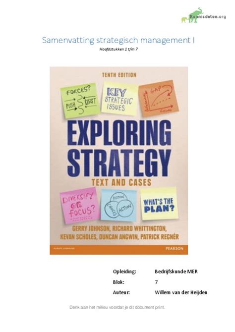 Samenvatting Exploring Strategy Text And Cases Kennisdelen