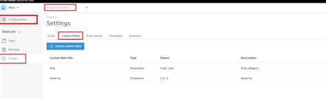 how to configure custom fields for issues in acc project templates