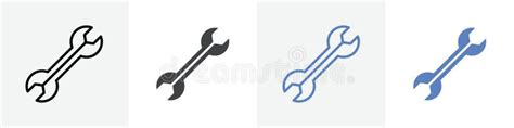 Double Wrench Icon Vector Set Use For Web Ui Or App Stock Vector Illustration Of Equipment
