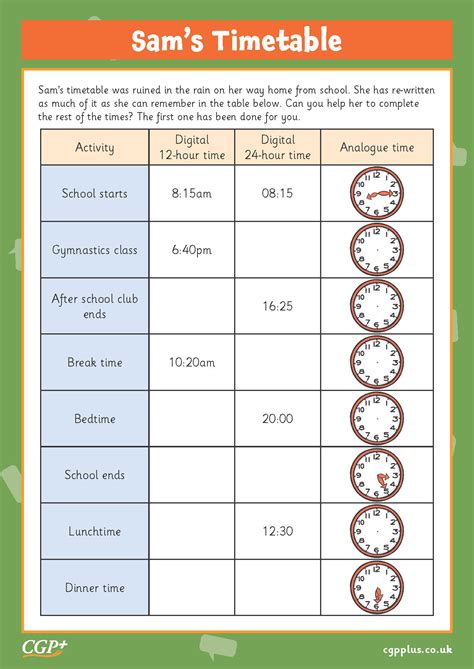 Time Conversion Between Analog And Digital Clocks Activity Worksheets Library