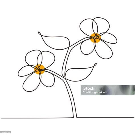 플루메리아 꽃 1 연속 라인 드로잉 식물 작품의 윤곽 윤곽 윤곽 손으로 그린 벡터 그림 0명에 대한 스톡 벡터 아트 및 기타