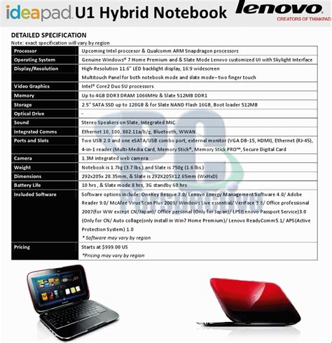 Lenovo Ideapad U Hybrid Notebook Specs Revealed Pc Perspective