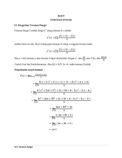 Fungsi Pada Mathematica Wolfram Bab 5 Turunan Fungsi 5 Pengertian