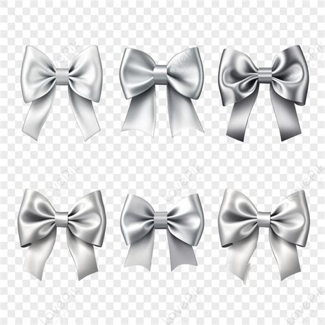 은색 활 또는 리본 장식 활 3d 세트선물혼례 Png 일러스트 무료 다운로드 Lovepik