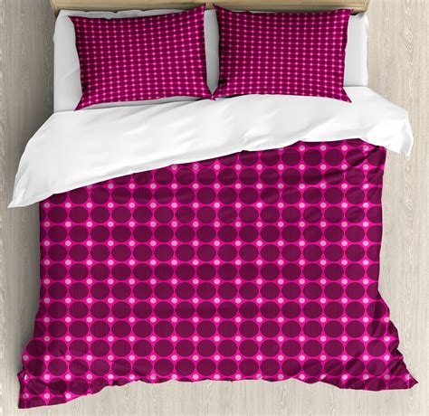 Geometric Duvet Cover Set Modernistic Pattern Along Striped Symmetric Rounds Abstract Art
