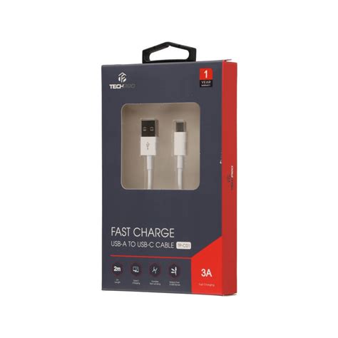 สายชาร์จ Techpro Usb A To Usb C 3a Super Fast Charge 2m Tp C01 White