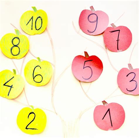 Premium Photo Yellow And Red Paper Apples With Numbers