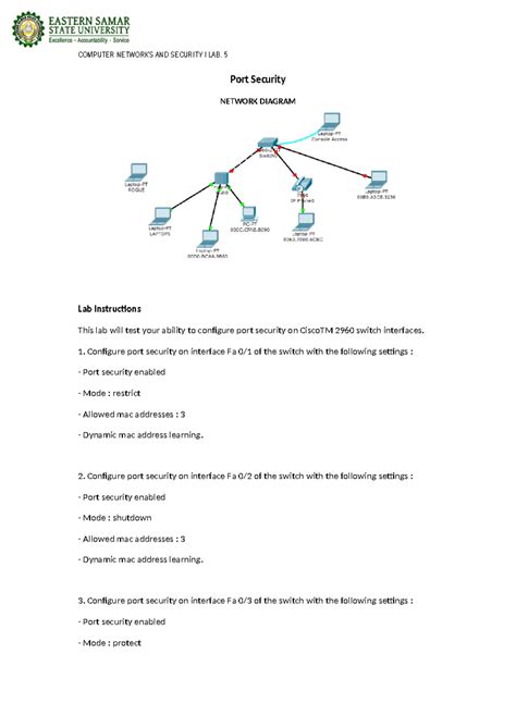 Cns Lab 5 Est Its An Lab Manual Computer Networks And Security I Lab 5 Port Security