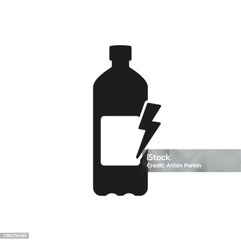 에너지 드링크 병 실루엣 아이콘입니다 Energize Beverage는 활력과 주의력을 증가시킵니다 글리프 픽토그램 고립된 벡터 삽화 개발에 대한 스톡 벡터 아트 및 기타