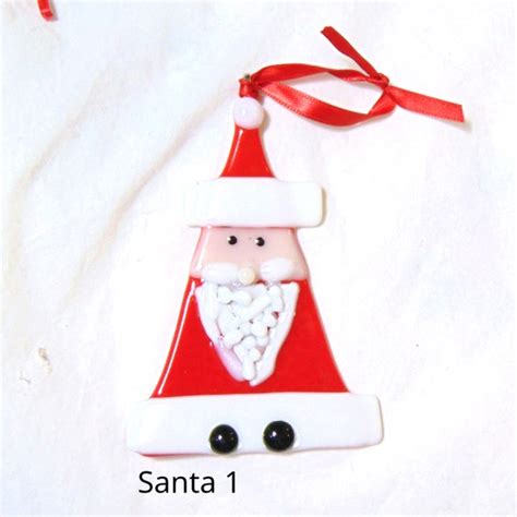 Fused Glass Santa Ornament Etsy
