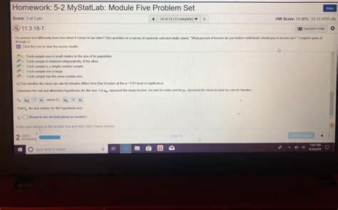 Solved Homework 5 2 Mystatlab Module Five Problem Set Save