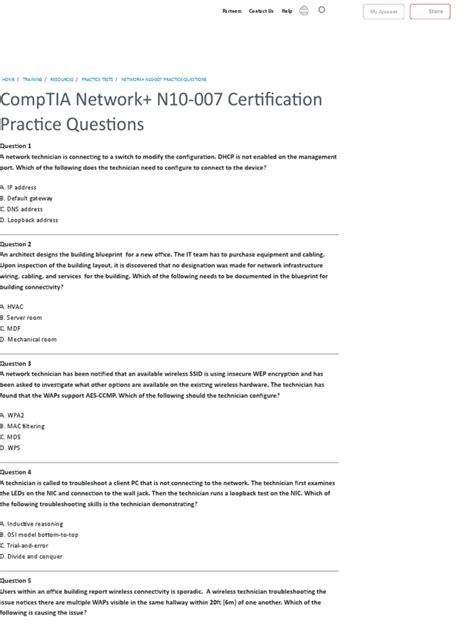 Network N10 007 Practice Questions Sample Questions Training Comptia Pdf Computer