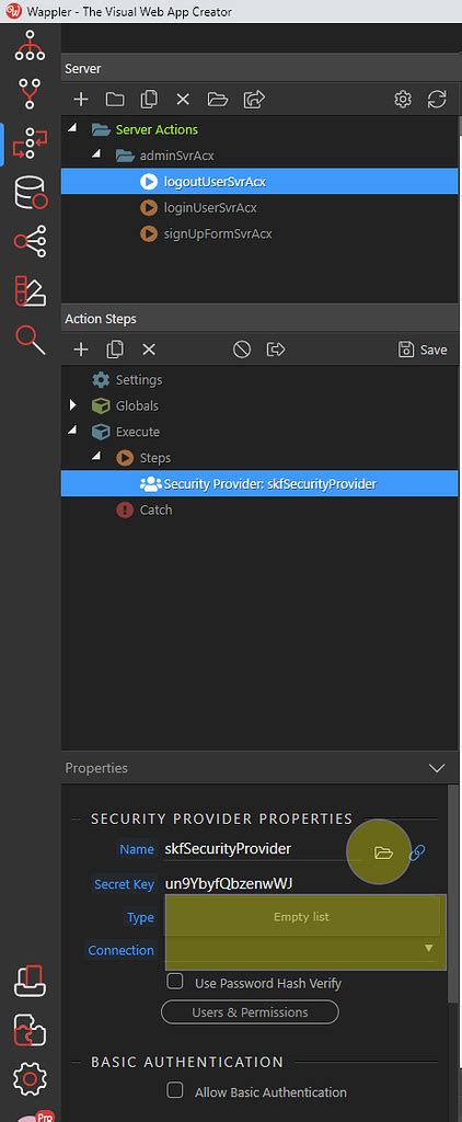 Cannot Access The Saved Security Provider Connection Server Side Components Wappler Community