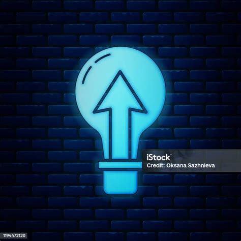 빛나는 네온 전구 아이콘 벽돌 벽 배경에 격리 에너지와 아이디어 기호입니다 램프 전기 벡터 일러스트레이션 0명에 대한 스톡 벡터 아트 및 기타 이미지 Istock