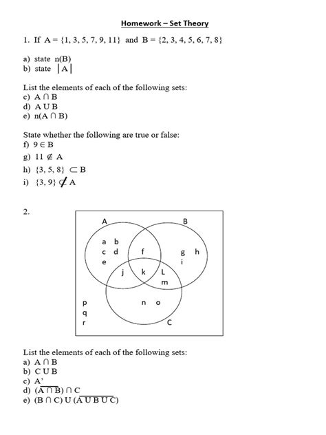 Set Theory Homework Exercises Pdf
