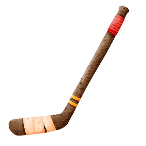 Isolated Cute And Colorful Wood Ice Hockey Stick Sport In Watercolor