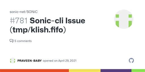Sonic Cli Issue Tmpklishfifo · Issue 781 · Sonic Netsonic · Github