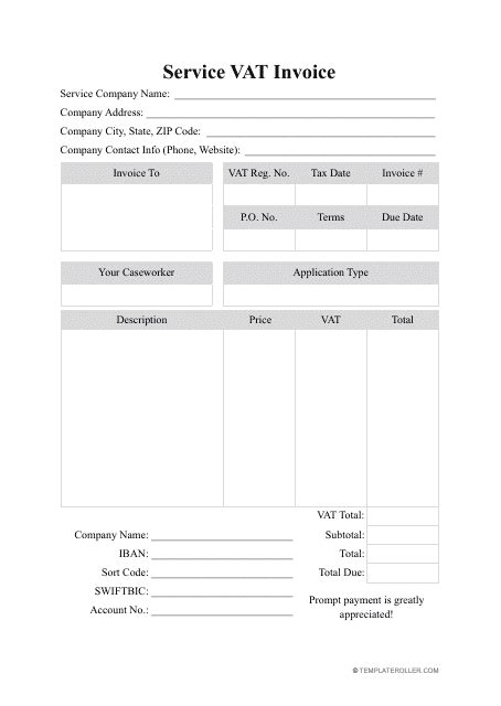 Service Vat Invoice Template Fill Out Sign Online And Download PDF Templateroller