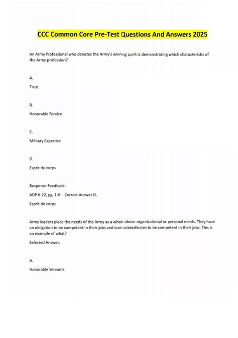 Ccc Common Core Pre Test Questions And Answers 2025 Ccc Stuvia Us