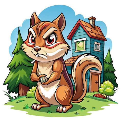 Eastern Chipmunk Rodent Indignant Looks House Vector Stock Illustration