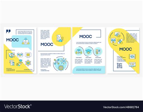 Brochure Template With Mooc Thin Line Icons Vector Image