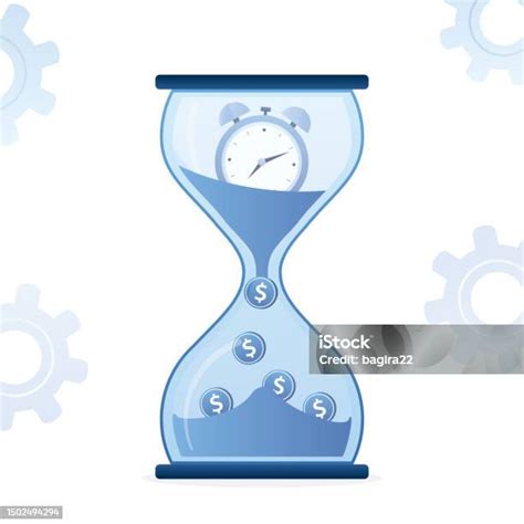 시계와 달러 동전이 있는 모래시계 시간은 돈의 개념 돈의 시간 가치입니다 시간 관리 돈 절약 사업 전략 계획 마감일 시간에 대한 스톡 벡터 아트 및 기타 이미지 Istock