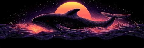 Silhouette Of Whale Swimming In The Ocean At Sunset Premium Ai