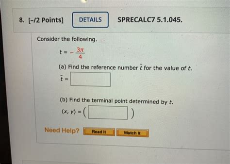 Solved 8 12 Points DETAILS SPRECALC7 5 1 045 Consider Chegg Com