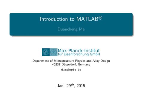 PDF Introduction To MatLab