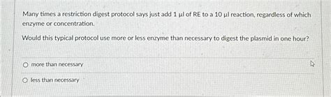 Solved Many Times A Restriction Digest Protocol Says Just
