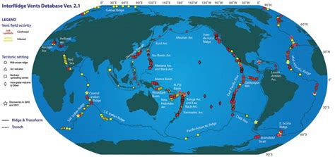 Global Distribution Of Hydrothermal Vent Fields Woods Hole Oceanographic Institution