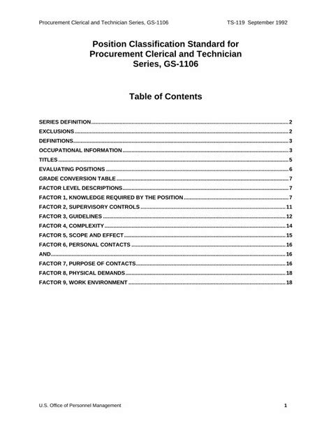 Pdf Position Classification Standard For Procurement Clerical