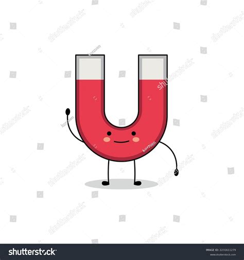 Cute Magnet Cartoon Character Waving Stock Vector Royalty Free
