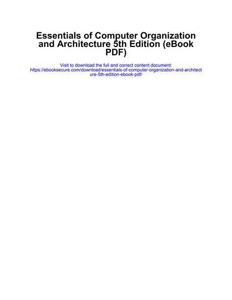 Essentials Of Computer Organization And Architecture Th Edition Ebook Pdf By Jesse Caldwell