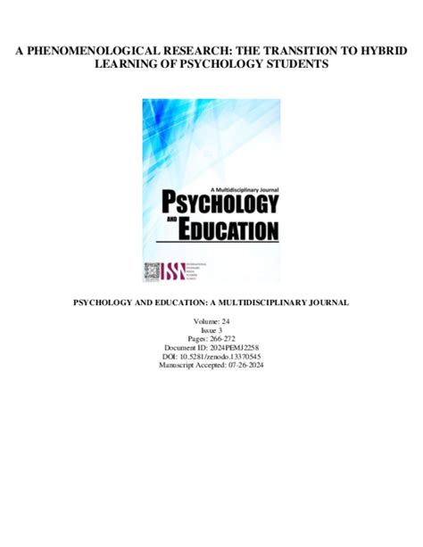 Pdf A Phenomenological Research The Transition To Hybrid Learning Of