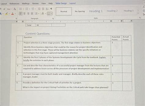 Solved Layout References Mailings Review View Help Table