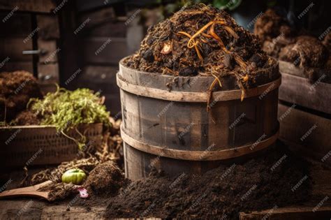 Premium Ai Image Composter With Worms Breaking Down Organic Matter